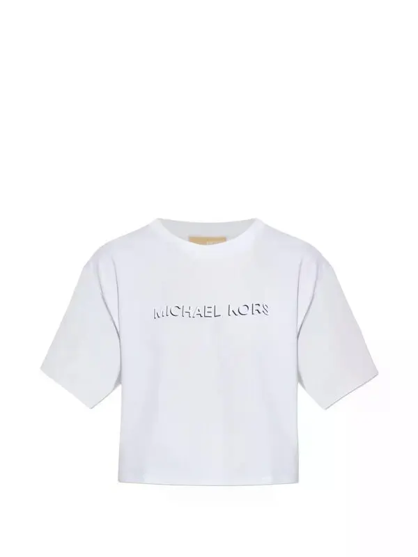 Michael Kors Logo-embossed Cropped T-shirt - White