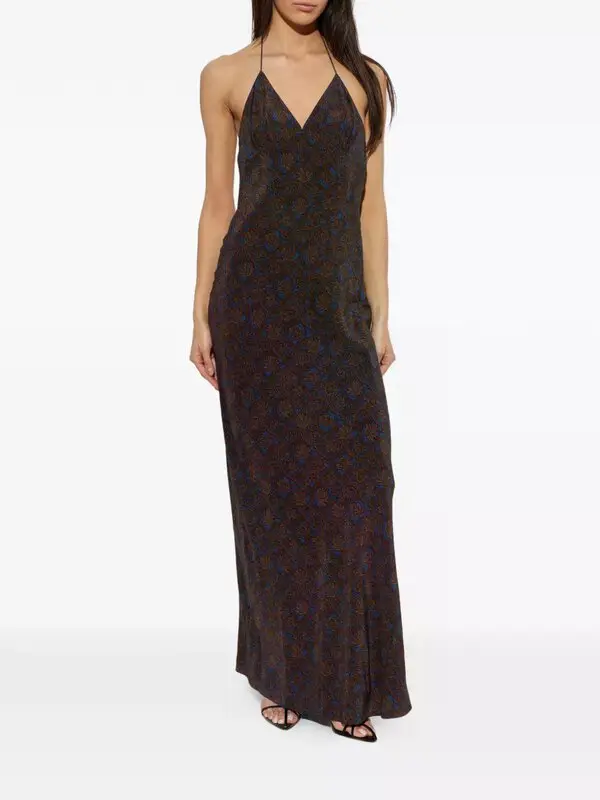 Matteau Paisley-print Halterneck Maxi Dress - Brown