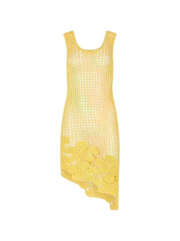 PARAMIDONNA Leila Asymmetric Crochet Midi Dress