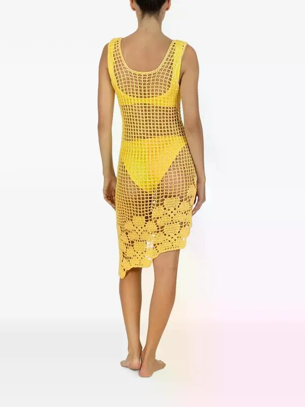 PARAMIDONNA Leila Asymmetric Crochet Midi Dress
