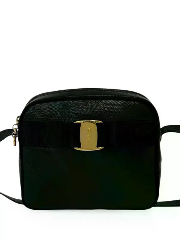 FERRAGAMO 20th Century Lizard Embossed Leather Vara Crossbody Bag