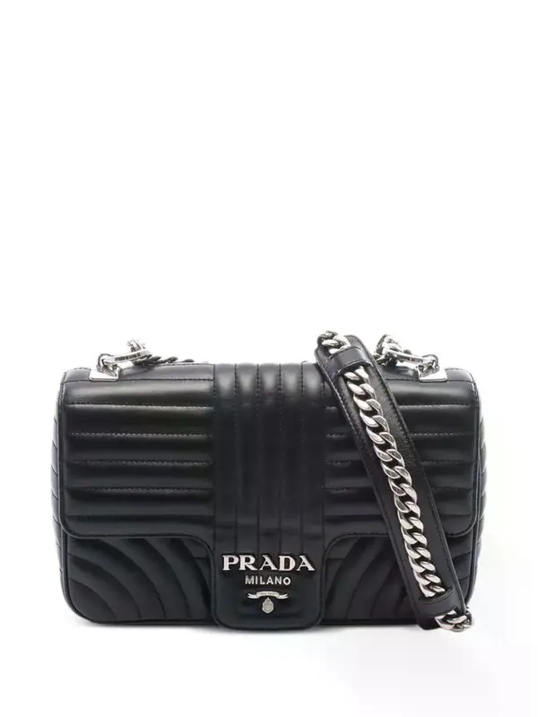 Prada Soft Calf Impunture Diagramme Bag - Black