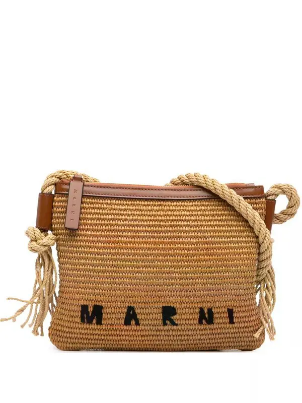 Marni 2010-2026 Raffia Logo Crossbody Bag - Neutrals