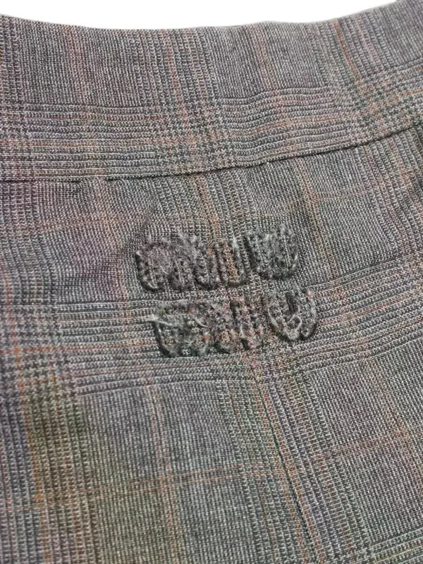 Miu Miu Pleated Plaid Mini Skirt
