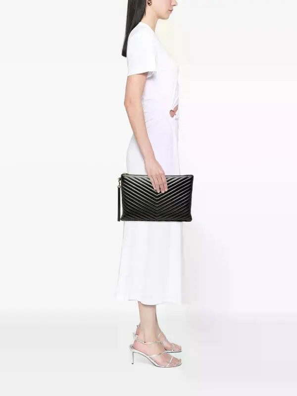Saint Laurent 2019 Chevron Calfskin Cassandre Document Holder Clutch Bag