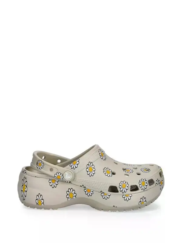 CROCS Classic Floral Platform Clogs - Neutrals