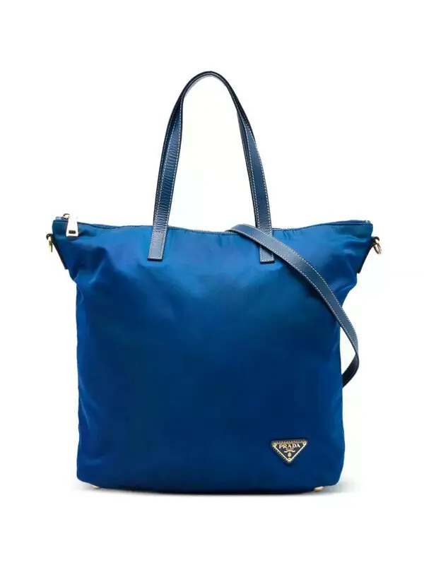 Prada 2013-2026 Tessuto Zip Top Convertible Tote Satchel - Blue