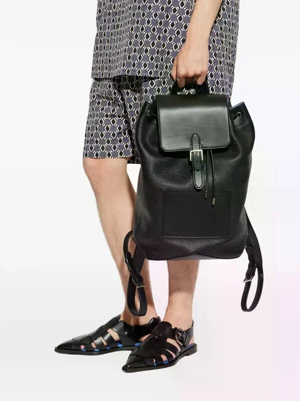 LANVIN Catch Buckle-fastening Pebbled Leather Backpack