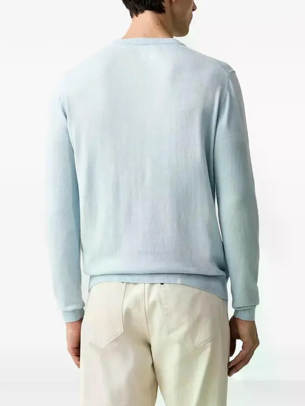 Karl Lagerfeld Fine Knit Embroidered Logo Sweater - Blue