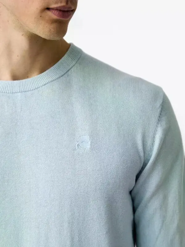 Karl Lagerfeld Fine Knit Embroidered Logo Sweater - Blue