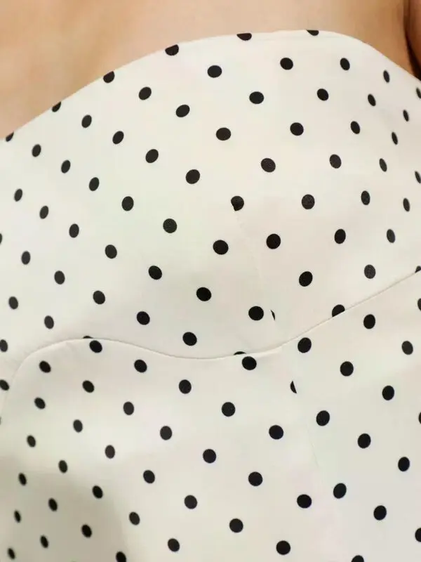 ROTATE BY BIRGER CHRISTENSEN Polka-dot Strapless Midi Dress