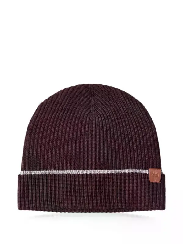 Eleventy Ribbed-knit Striped Beanie Hat