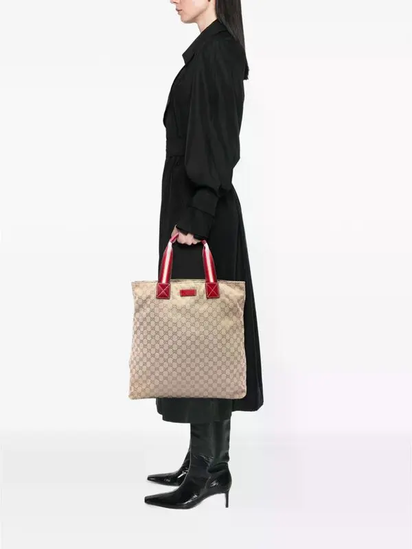 Gucci Gg Canvas Web Vertical Tote Bag