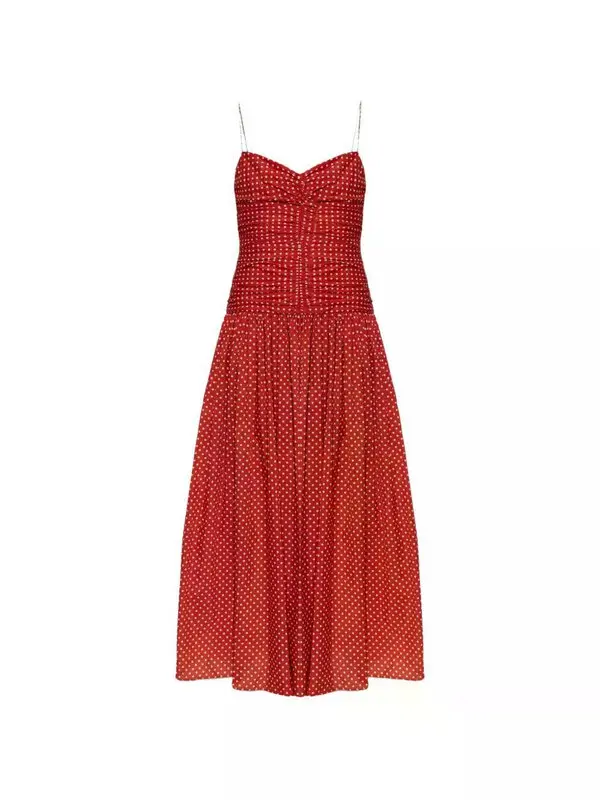 Matteau Polka-dot Ruched Maxi Dress