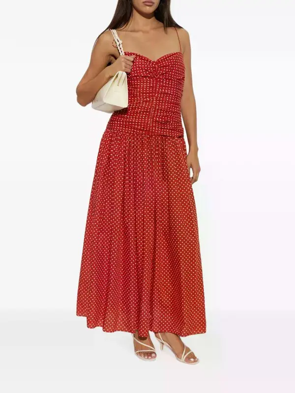 Matteau Polka-dot Ruched Maxi Dress