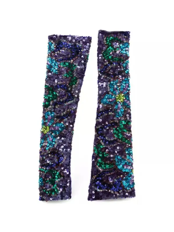 P.a.r.o.s.h Sequin Embellished Fingerless Gloves - Purple