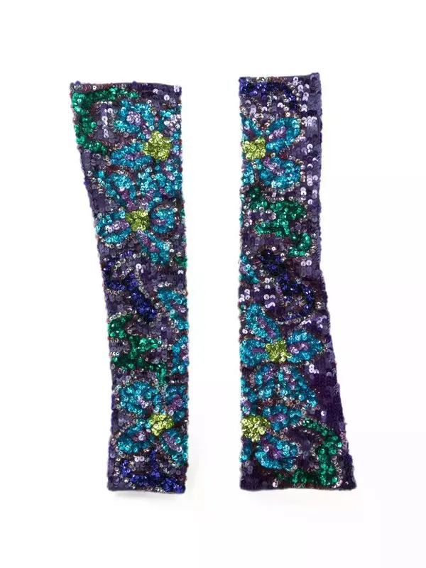 P.a.r.o.s.h Sequin Embellished Fingerless Gloves - Purple