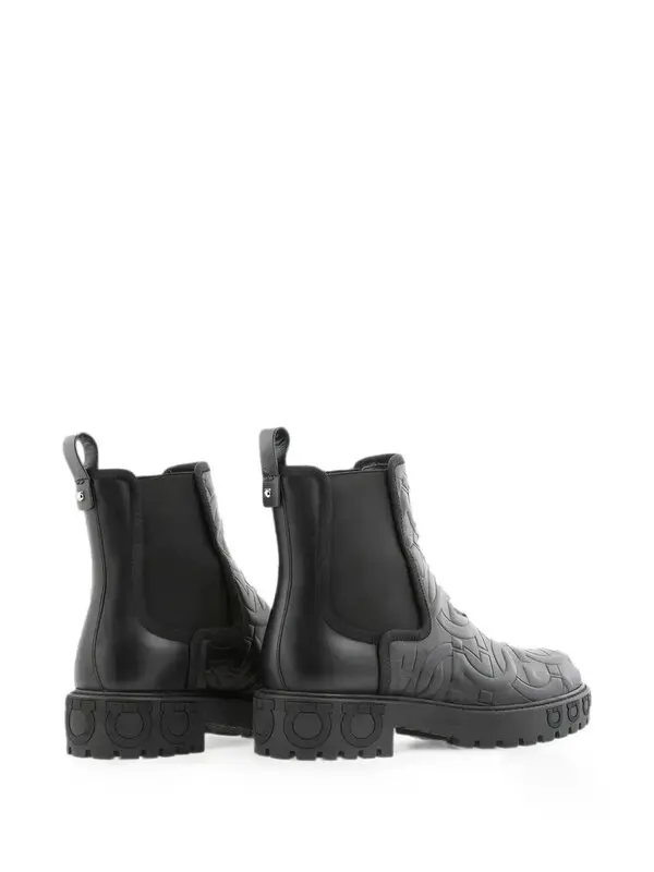 FERRAGAMO Gancini Embossed Leather Chelsea Boots