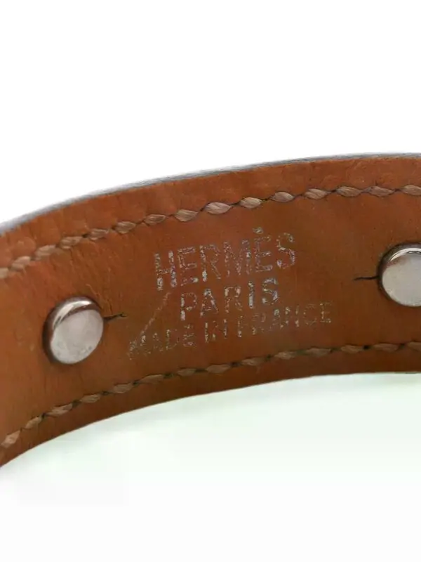 Hermès Leather Bangle With -tone Metal Detail