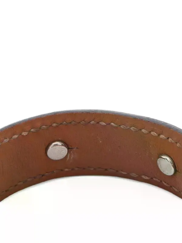 Hermès Leather Bangle With -tone Metal Detail - Silver