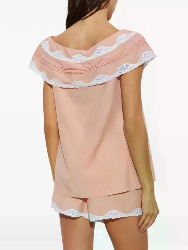 Posse Tabitha Lace-trimmed Pleated Blouse