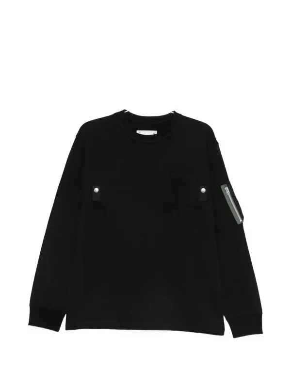 Sacai Long-sleeve Crew Neck Sweater With Zip Pocket