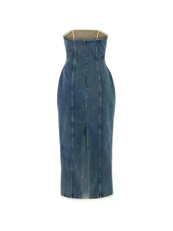 Magda Butrym Strapless Panelled Denim Midi Dress