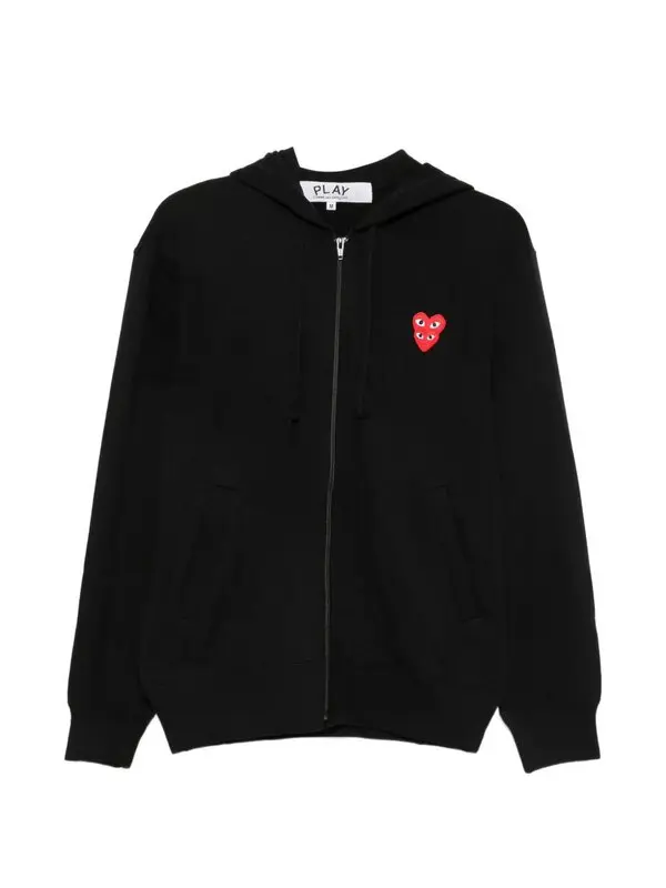 Play Comme Des Garcon Heart-patch Zip-up Hoodie