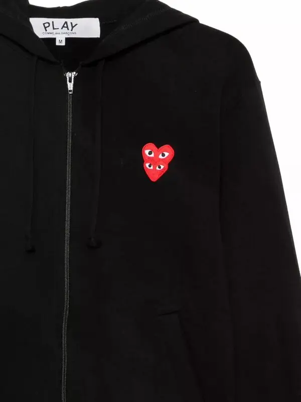 Play Comme Des Garcon Heart-patch Zip-up Hoodie