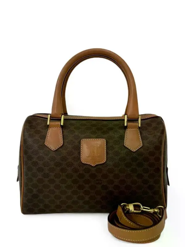 Celine 2013 Macadam Coated Canvas Satchel - Brown