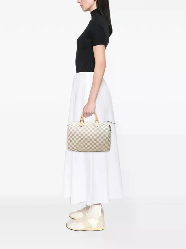 LOUIS VUITTON Damier Azur Speedy 30 Boston Bag - White