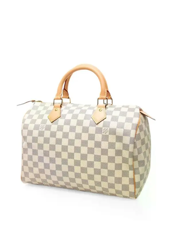 LOUIS VUITTON Damier Azur Speedy 30 Boston Bag - White