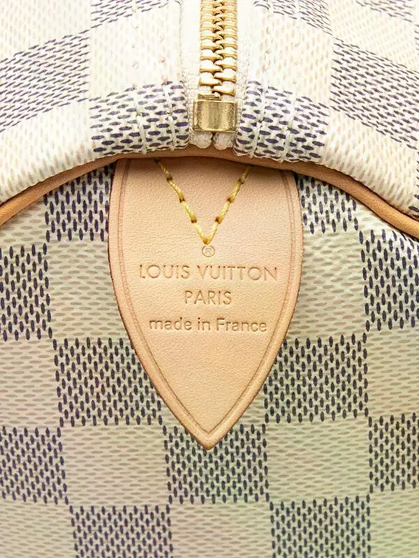 LOUIS VUITTON Damier Azur Speedy 30 Boston Bag - White