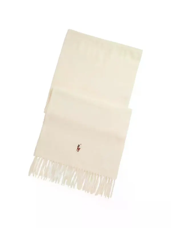 Polo Ralph Lauren Fringed Embroidered Scarf - Neutrals