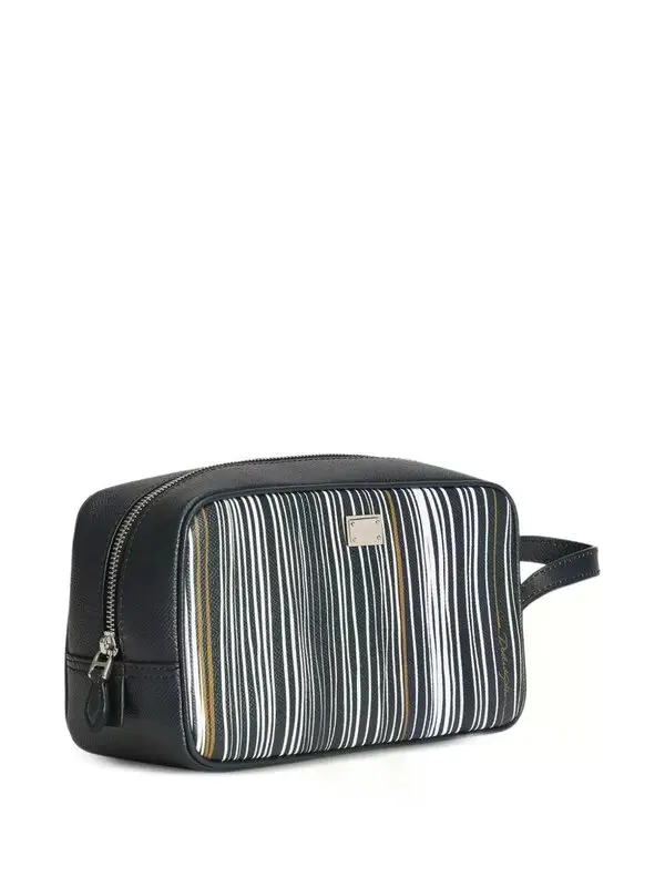 Dolce & Gabbana Stripe-print Toiletry Bag In Calfskin - Blue