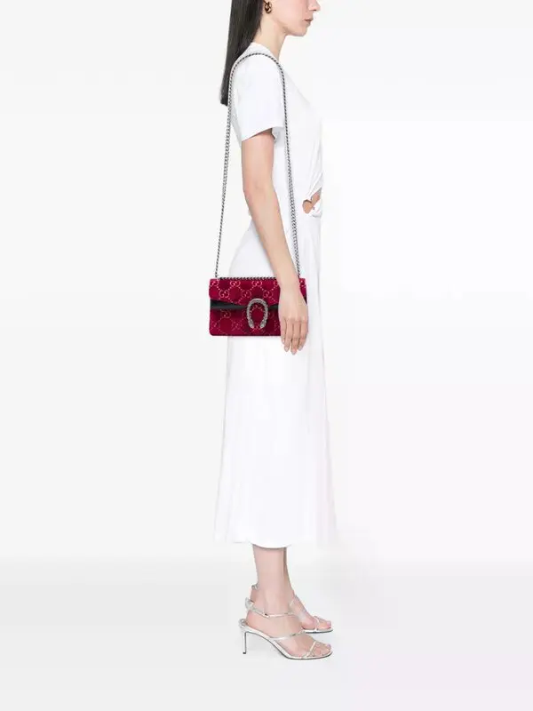 Gucci Gg Velvet Dionysus Crossbody Bag - Red