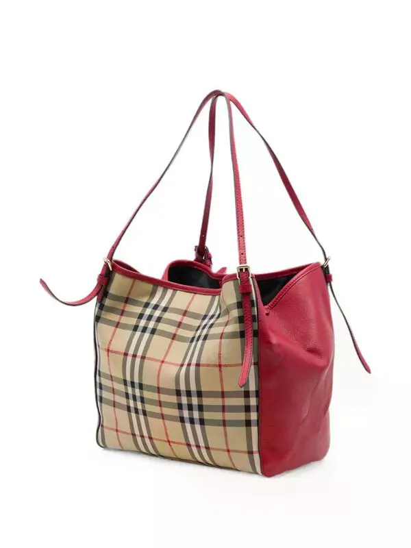 Burberry Haymarket Check Nylon And Calfskin Canterbury Tote Bag - Neutrals