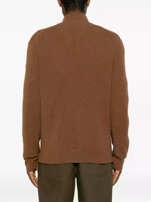 Canali Ribbed-knit Zip-up Sweater