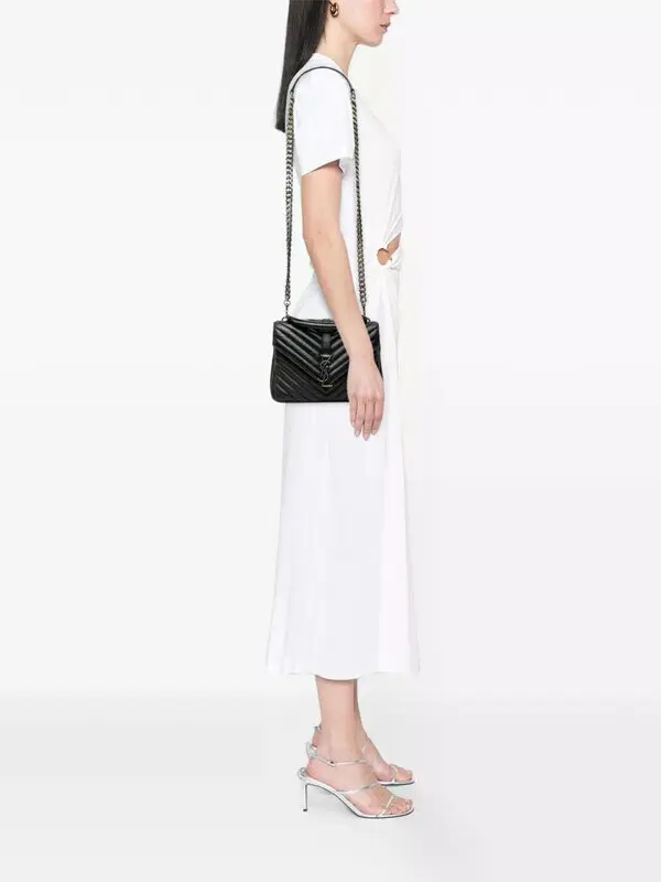 Saint Laurent 2016 Medium Chevron Sheepskin Monogram College Satchel
