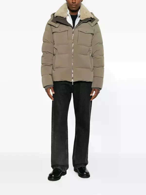 MOORER Shearling Collar Padded Jacket