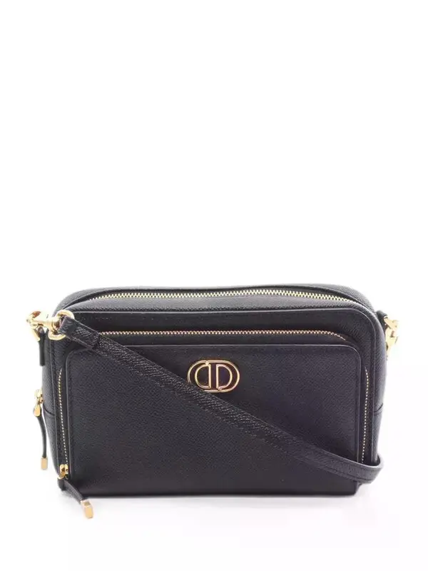 Dior 2020-2026 Grained Calfskin Caro Double Pouch Crossbody Bag - Black
