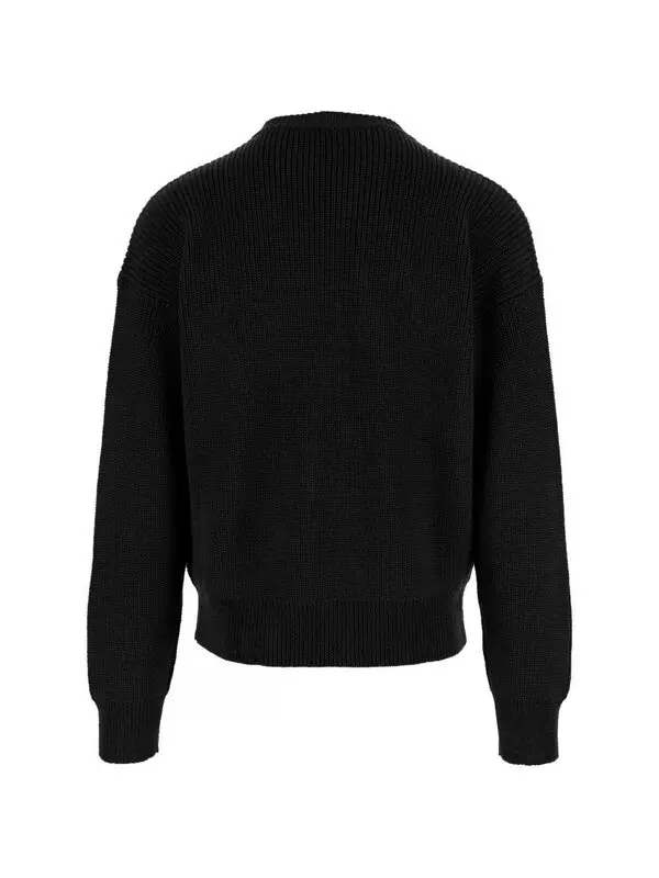 Giorgio Armani Logo Patch Ribbed Knit Virgin Wool Sweater
