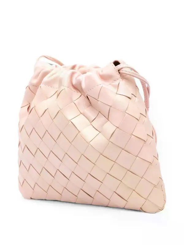 Bottega Veneta 2012-2026 Small Nappa Intrecciato Dustbag Drawstring Crossbody Bag - Pink