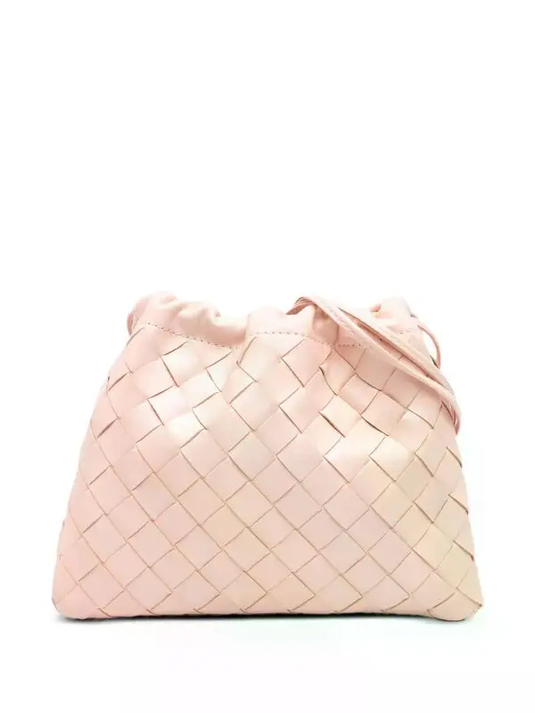 Bottega Veneta Small Nappa Intrecciato Drawstring Crossbody Bag - Pink