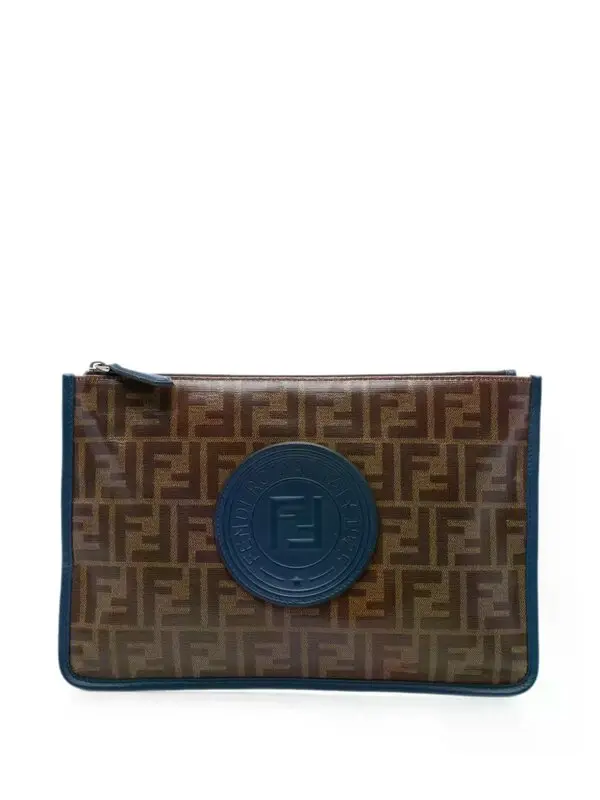 Fendi Zucca Coated Canvas Clutch Bag - Brown