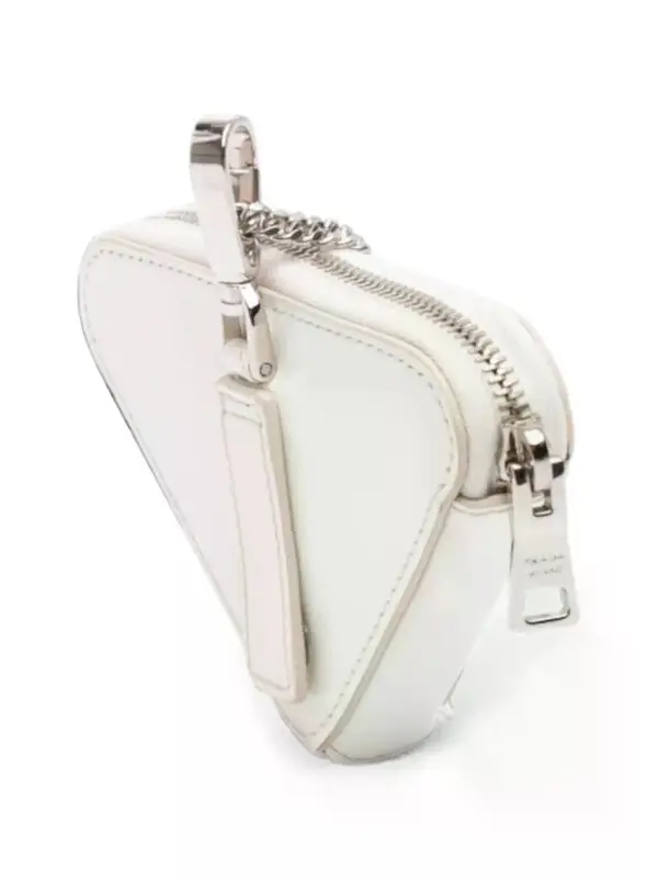 Prada 2013-2026 Mini Brushed Leather Triangle Chain Pouch Crossbody Bag