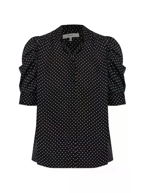 FRAME Polka-dot Puff Sleeve Blouse