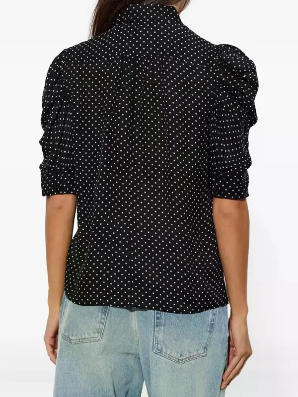 FRAME Polka-dot Puff Sleeve Blouse