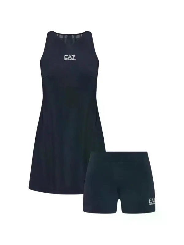 EA7 Ventus Logo-print Racerback Dress - Blue