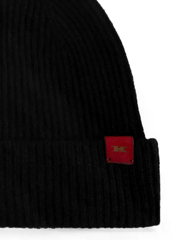 Kiton Ribbed-knit Logo-patch Beanie Hat